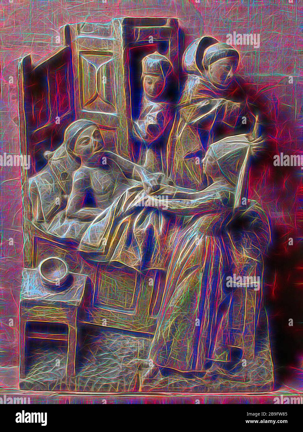 Polychrome, wooden sculpture, temptation of St. Anthony of Padua ...