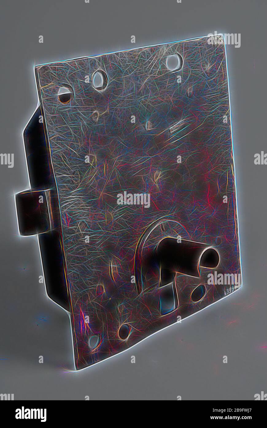 Iron sheet fender lock with rectangular lock plate, one lap and curl ...