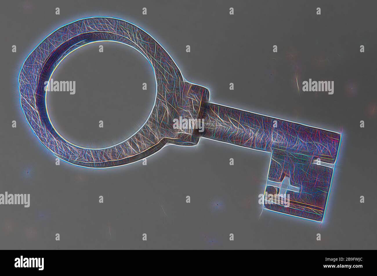 Iron key with round eye, massive key handle and cruciform beards in ...