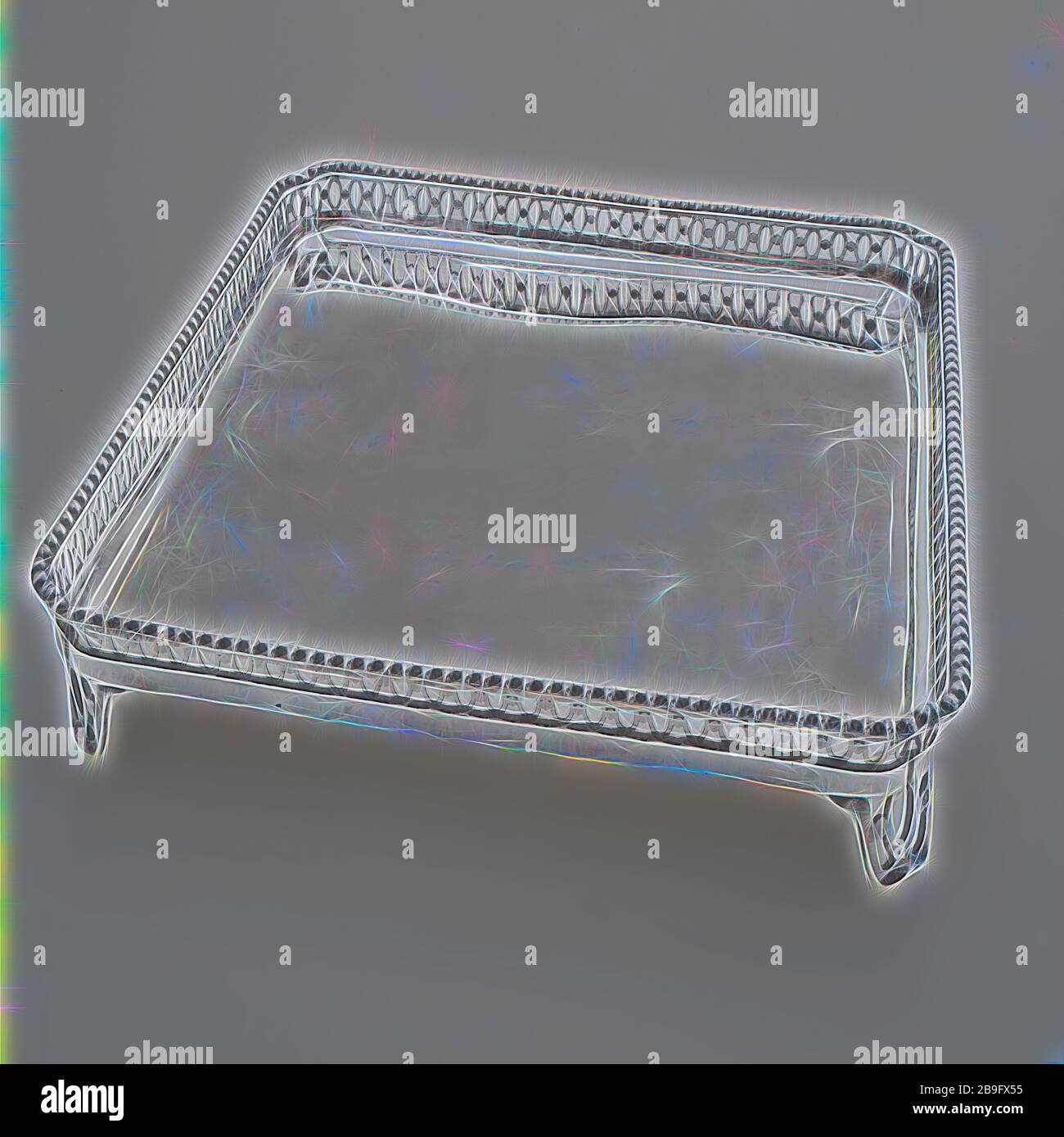 Silversmith: Rudolph Sondag, Square silver tray with raised edge and ...