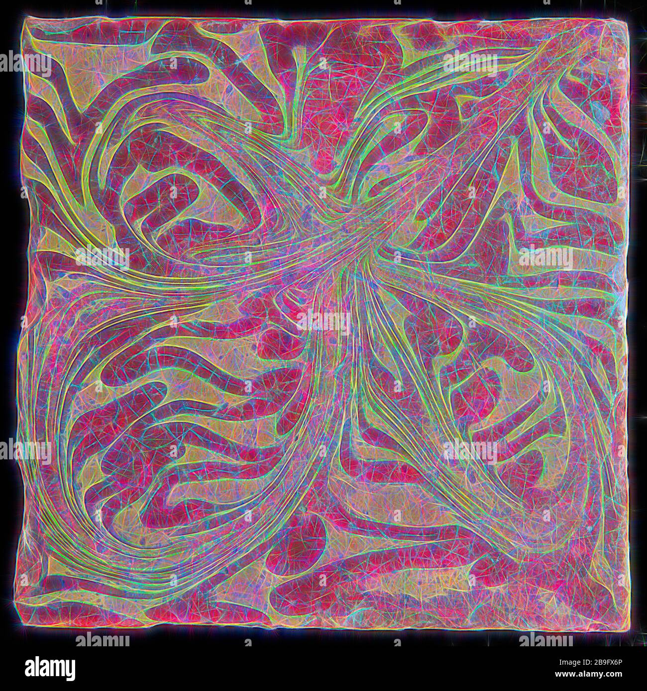 Plavuis, red earthenware, decor in sludge flow technique, tile floor ...