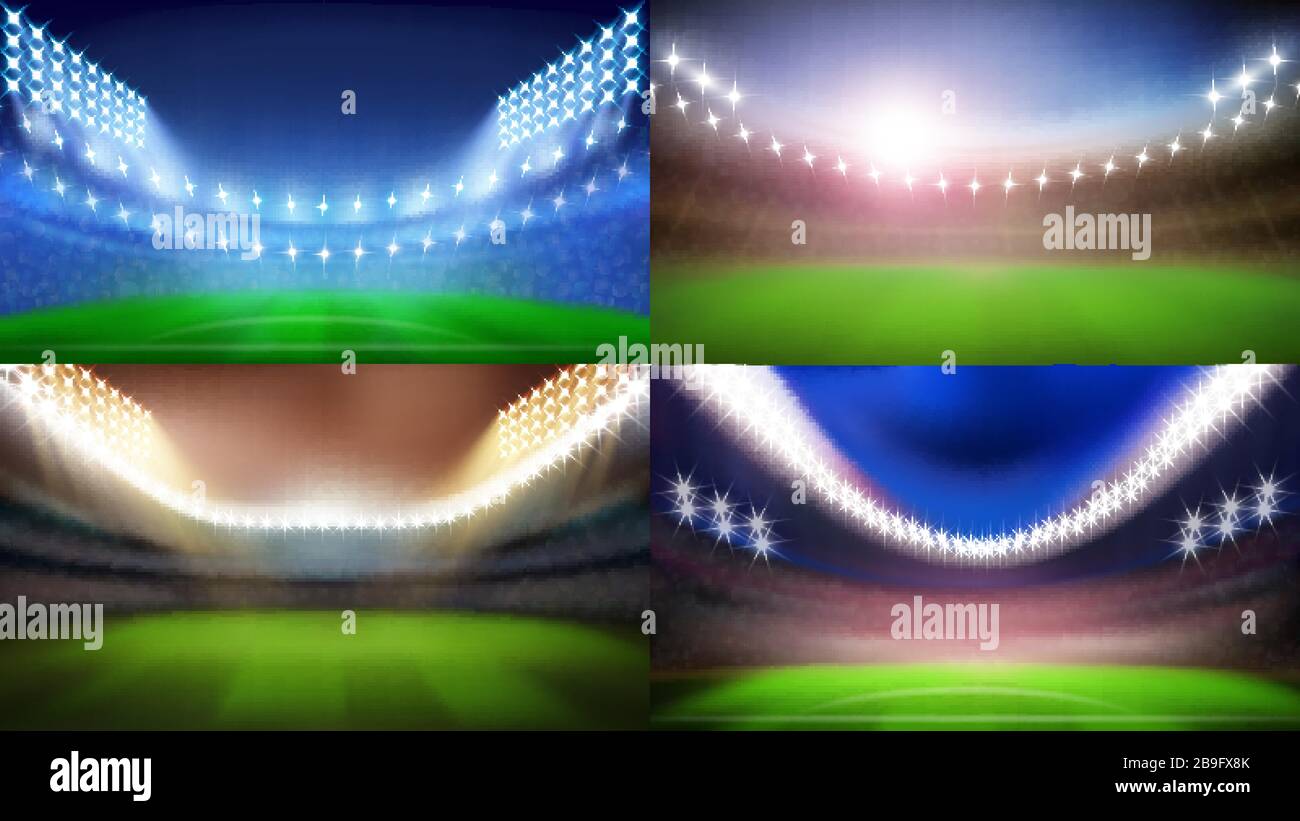 Sport Stadium With Lighting Lamps Set Vector Stock Vector Image & Art ...