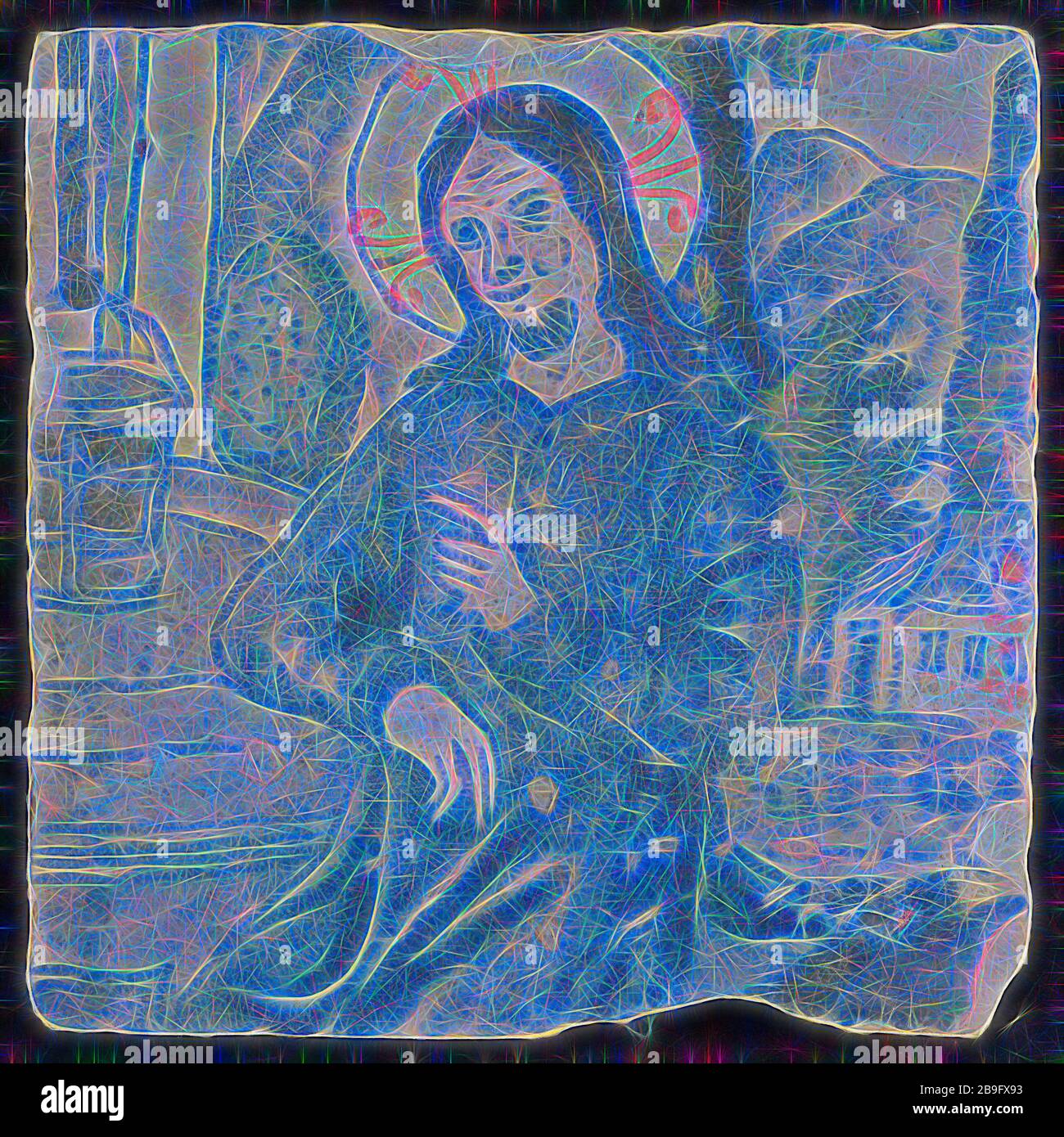 atelier Den Salm, Three tiles from majolica tile picture 'Jesus at the ...