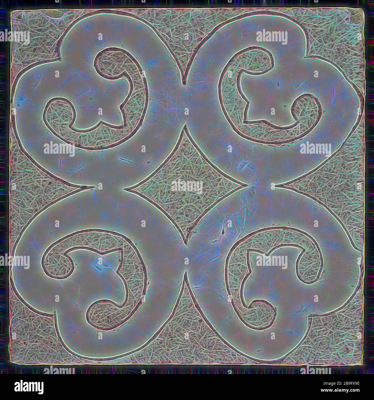 F.J. Kleyn, Purple sprinkled tile on white, central decor of four ...