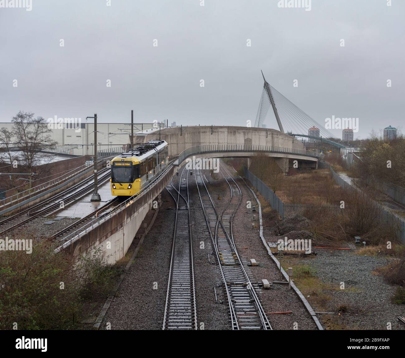 Manchester Metrolink Bombardier M5000 tram 3094o n the flyover at ...