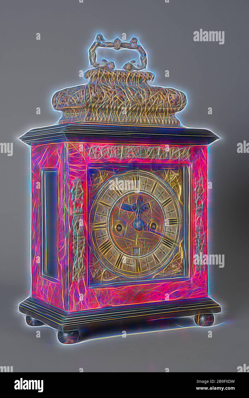 S. Mancel, Table clock with 7 inch dial and richly engraved back plate ...