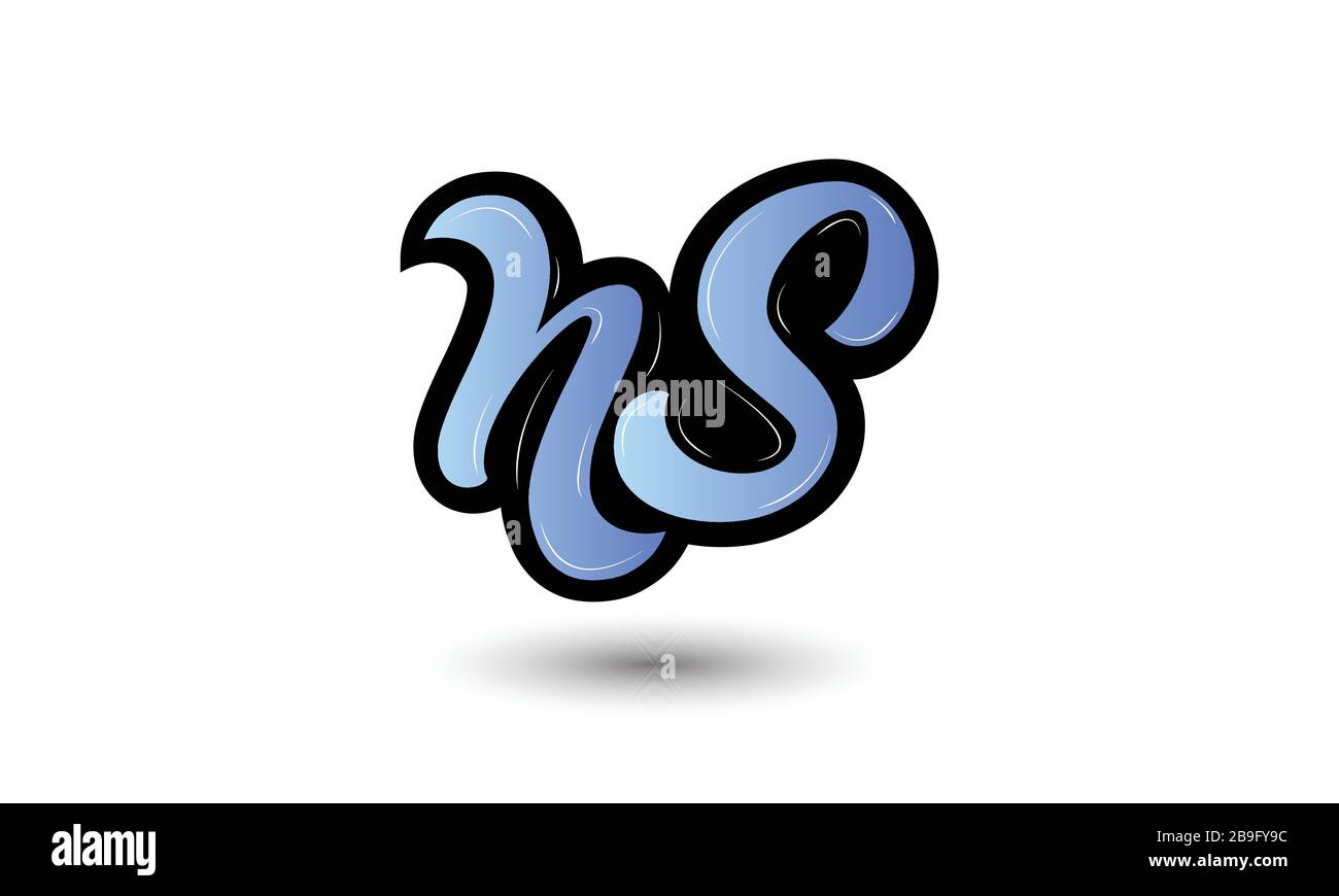 Modern creative unusual elegant NS SN N S artistic blue color initial ...