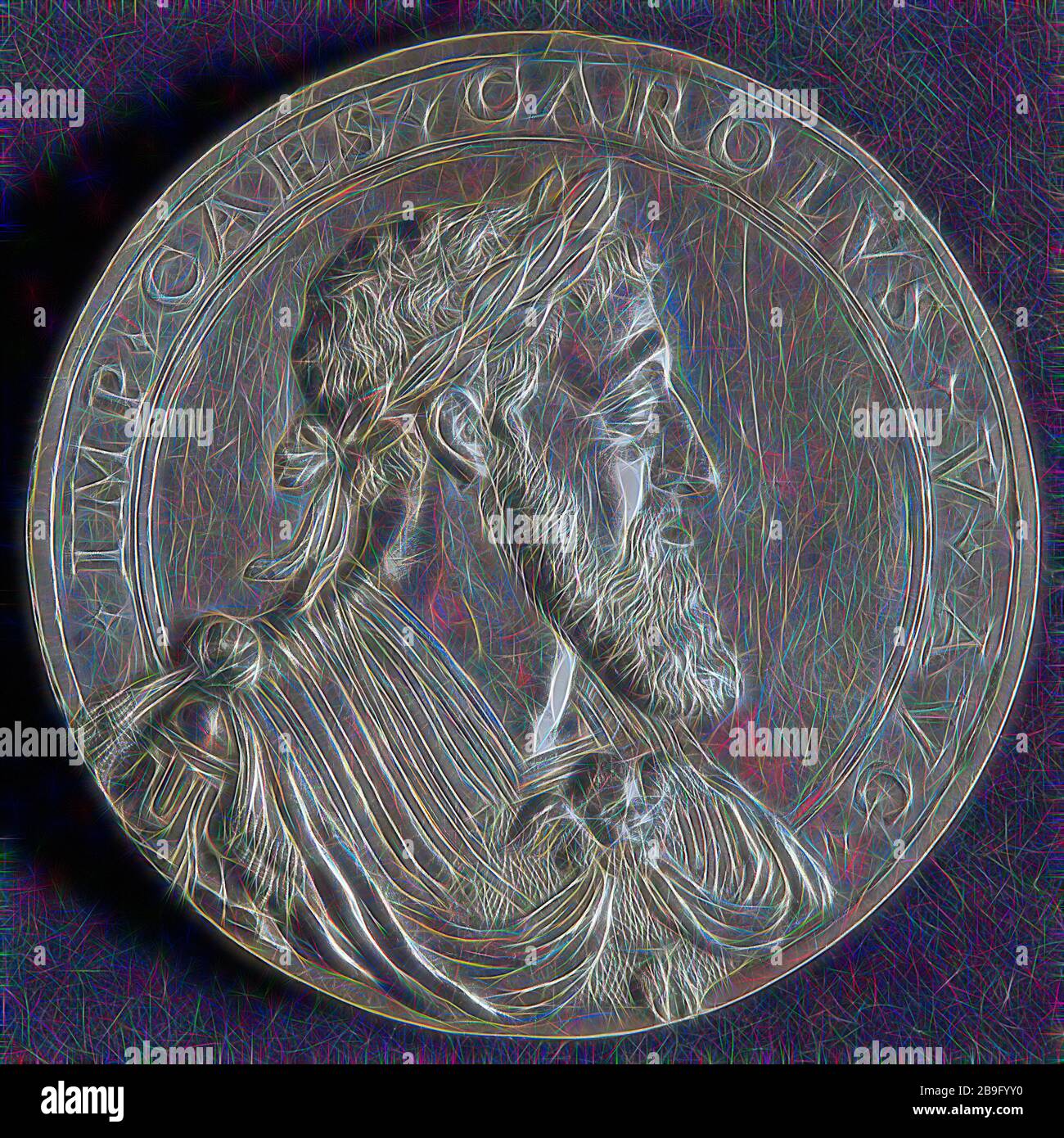 Medal on Charles V and Philips II, penning footage silver, Bust of ...