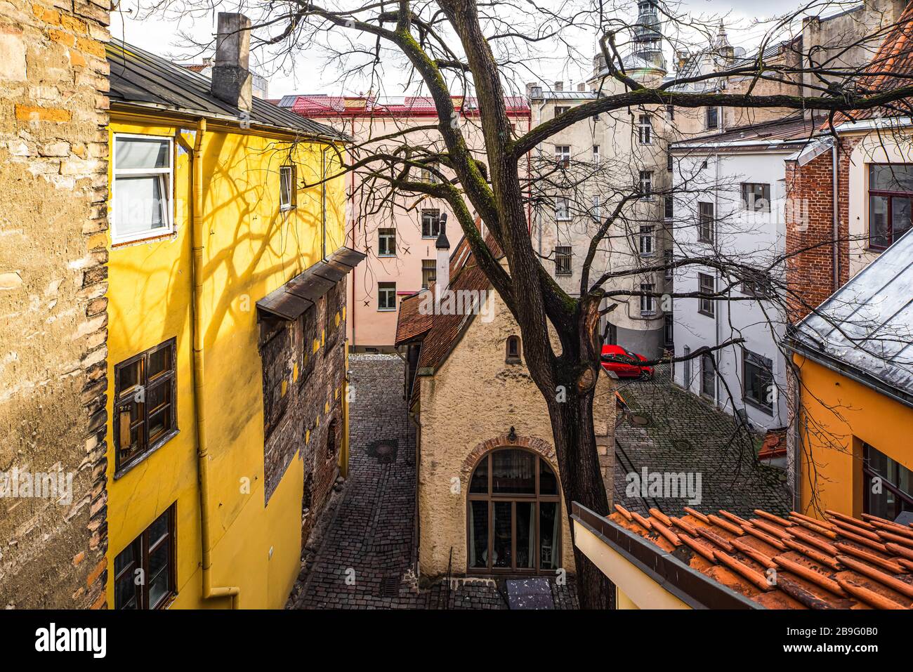 Old and modern european architecture in Old town in Riga, Latvia ...
