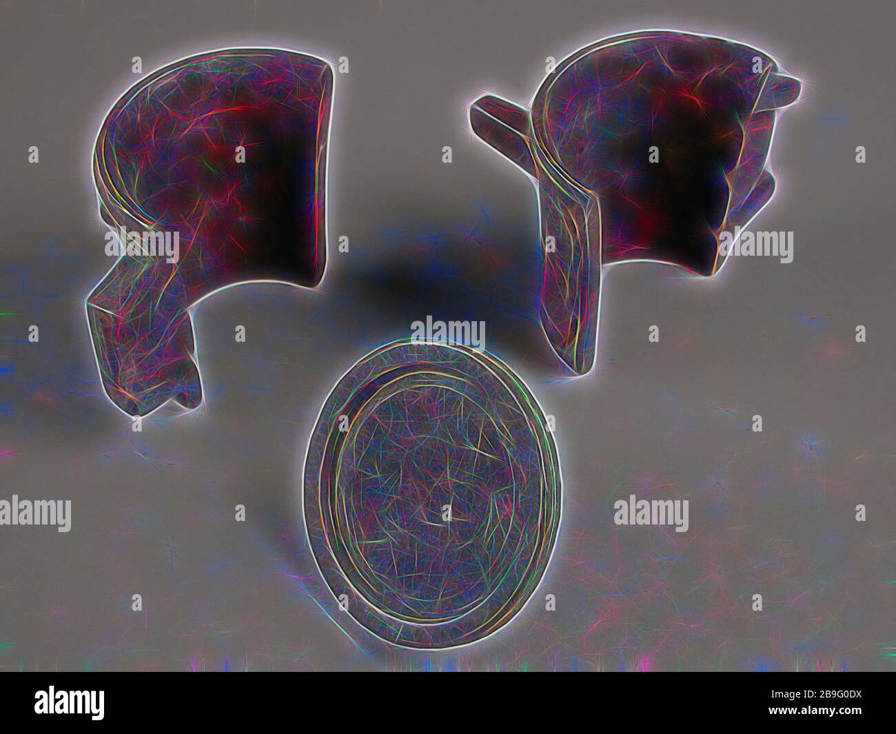 Three parts of four-piece bronze mold for beaker, cast molding tool ...