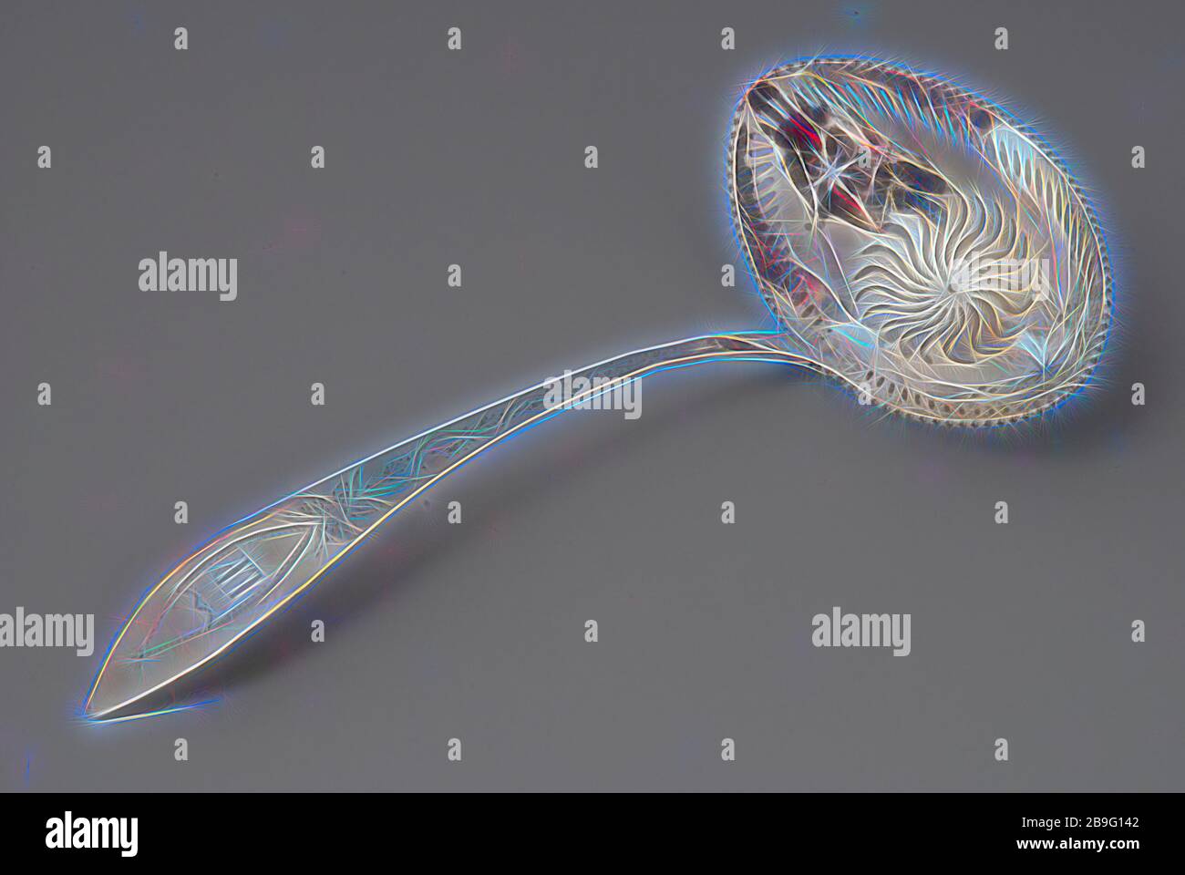 Silversmith: Pieter Jansen, Silver sugar sprinkle spoon with open ...