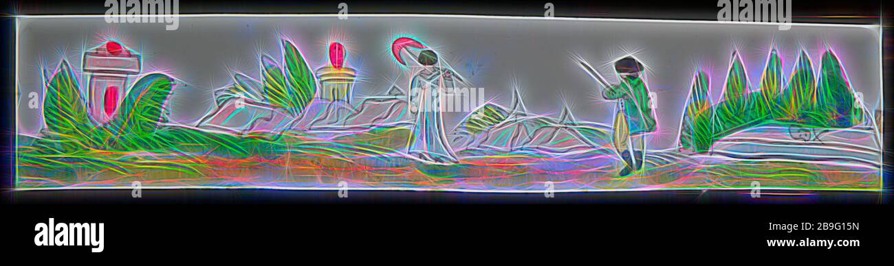 Hand-painted lantern plate with man and woman at tombstone, slide plate ...