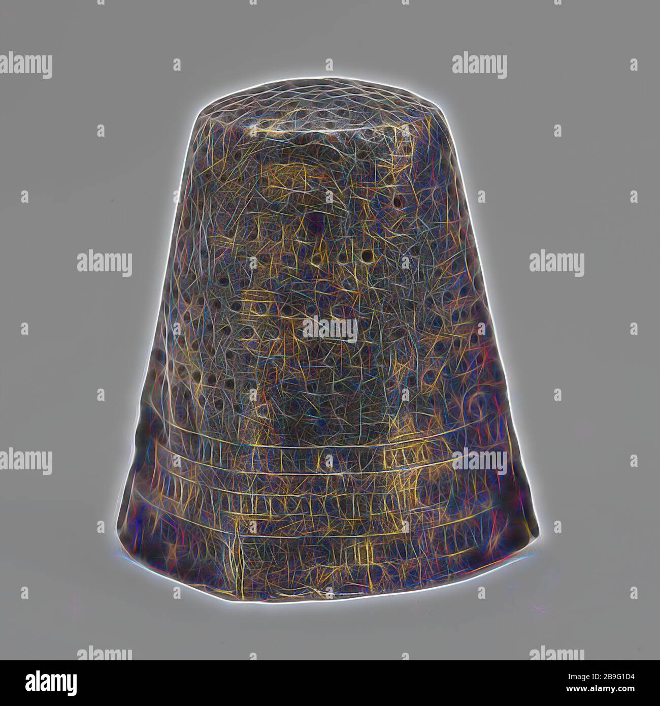 Copper pressed thimble with decorated collar, thimble sewing kit soil ...