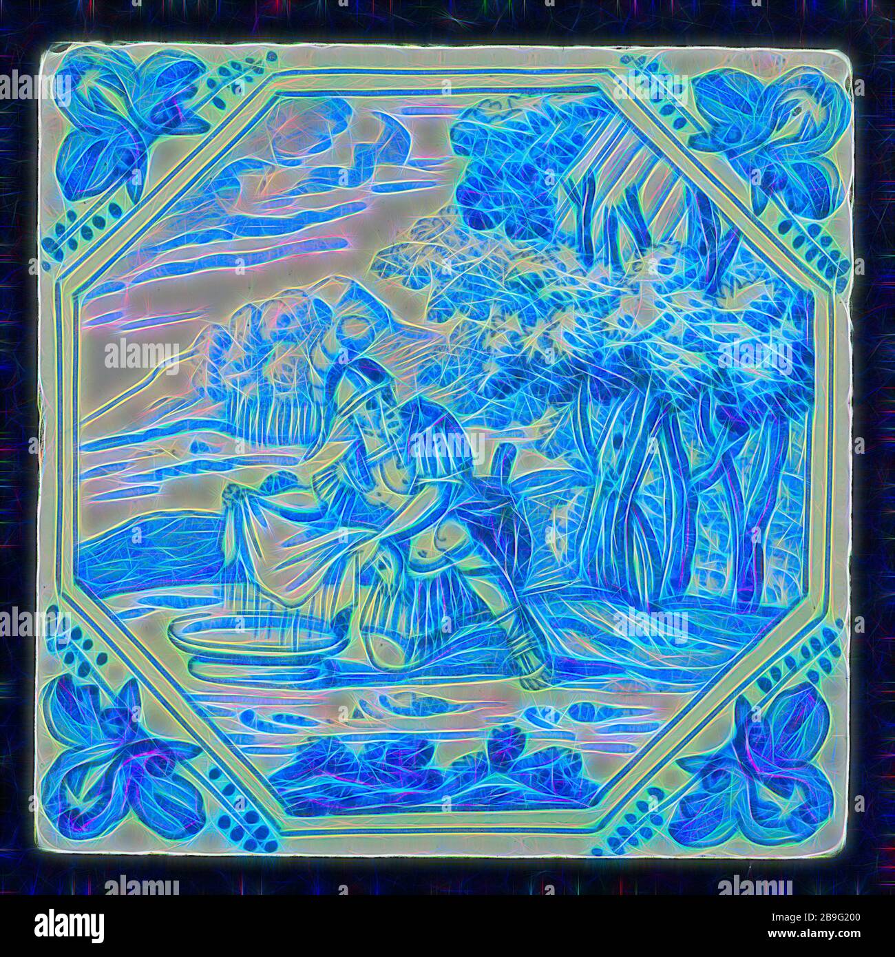 Aalmis, Scene tile with biblical representation: Gideon, wall tile tile ...