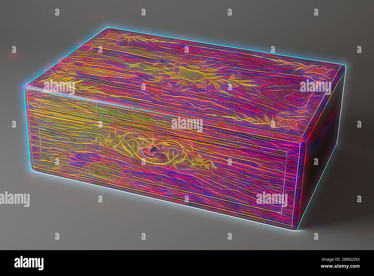 Wooden writing box with flower decoration, inside writing surface ...