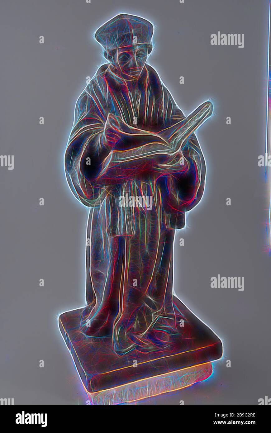 Simon Miedema, Image of Erasmus, on pedestal of earthenware, sculpture ...