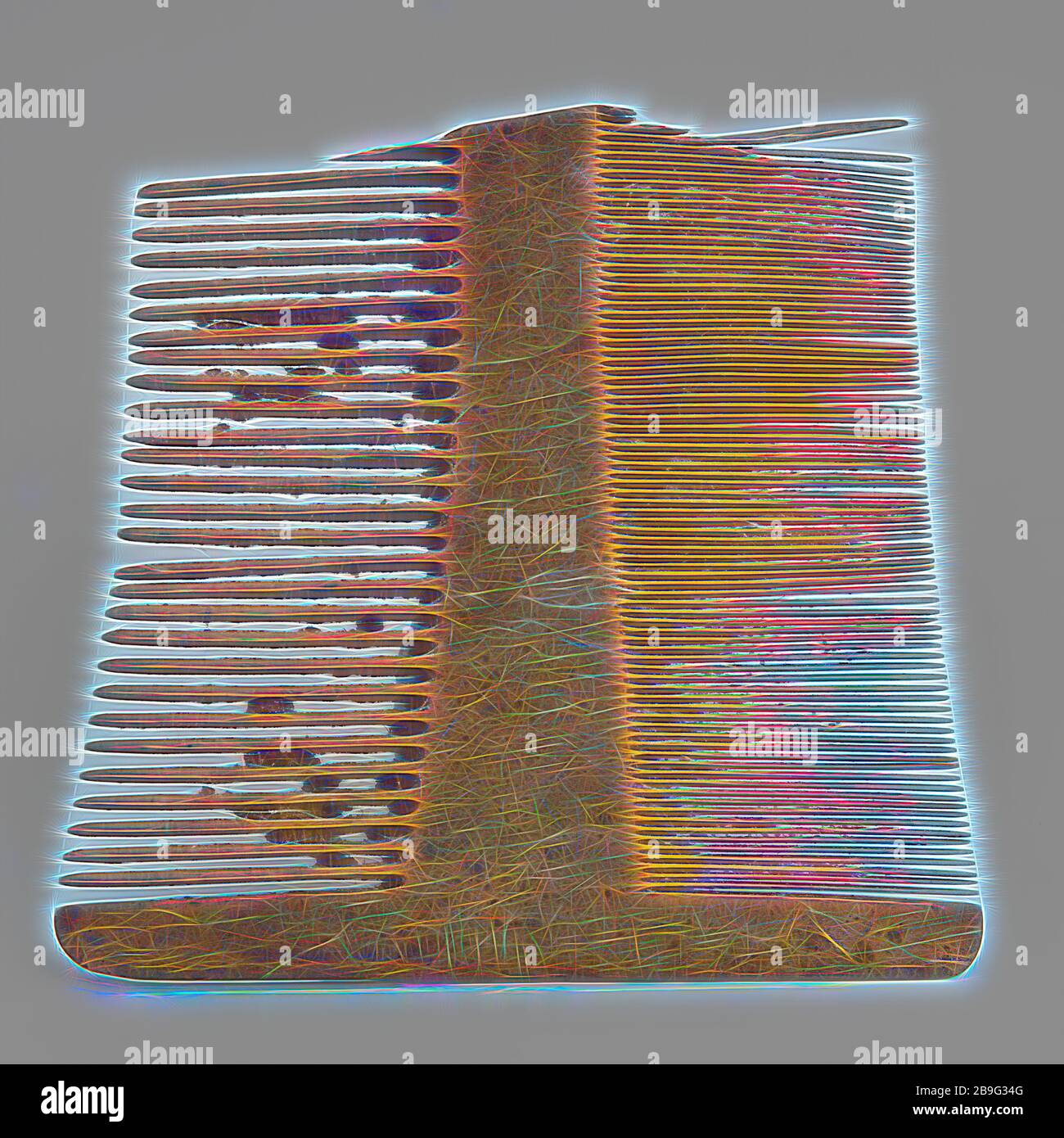 Wooden comb with coarse and fine teeth, comb fragment soil find wood ...