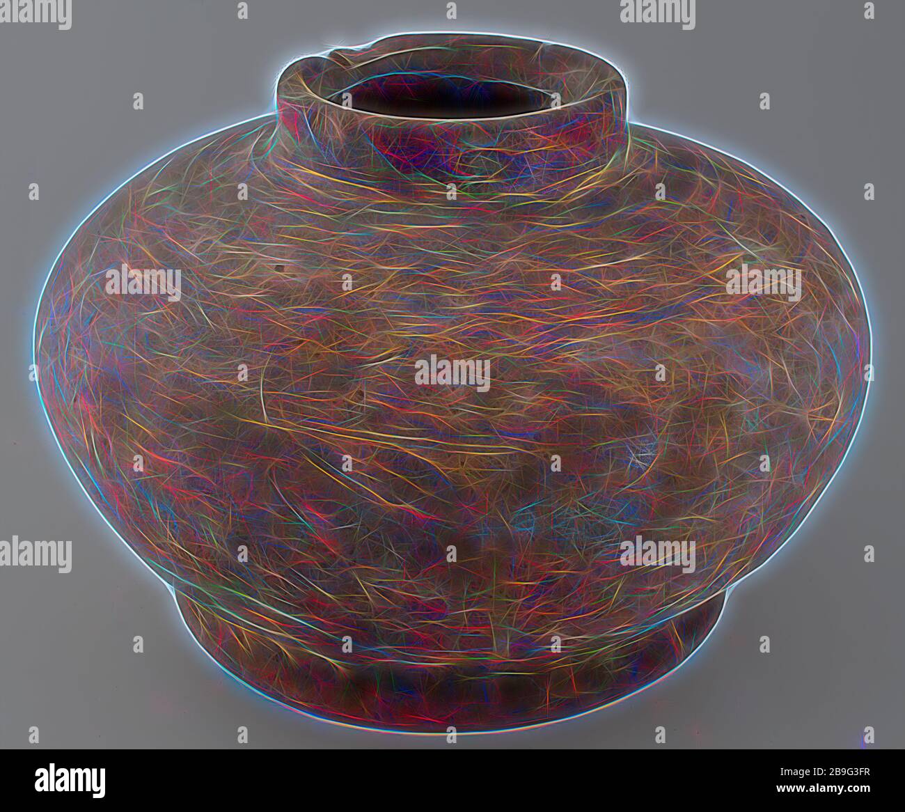 Heavy pottery pot on wide stand ring, round and stocky model, pot ...