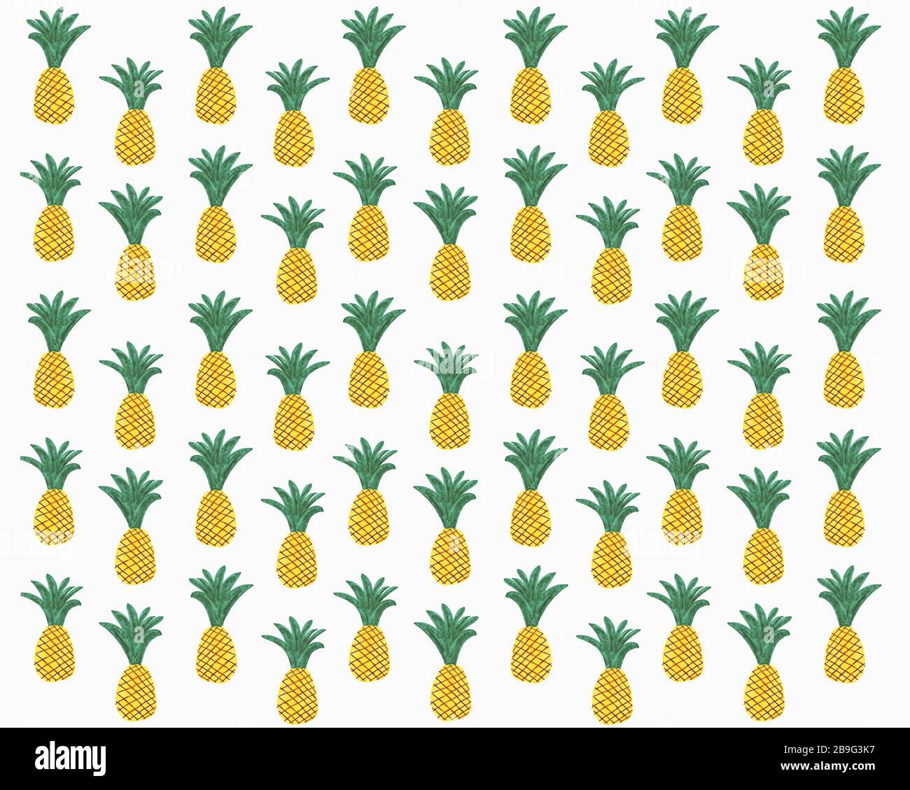 Illustration of pineapples on white background Stock Photo - Alamy