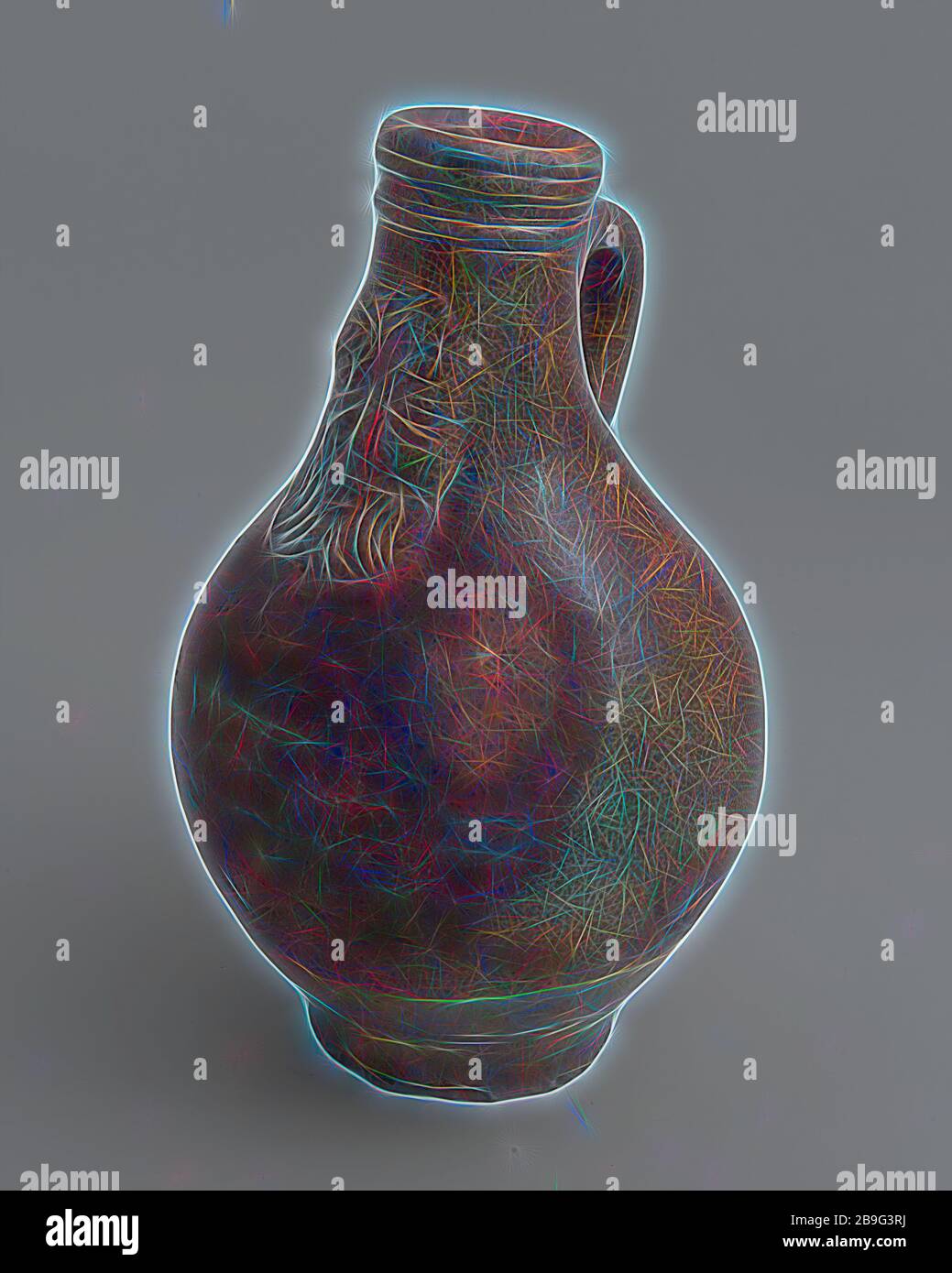 Stoneware Bartmann jug, also called Bellarmine jug, speckled glazed ...
