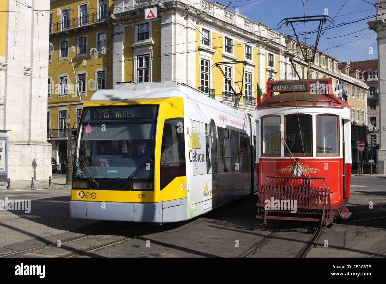 Old and new trams on the streets of Lisbon, Portugal Stock Photo - Alamy