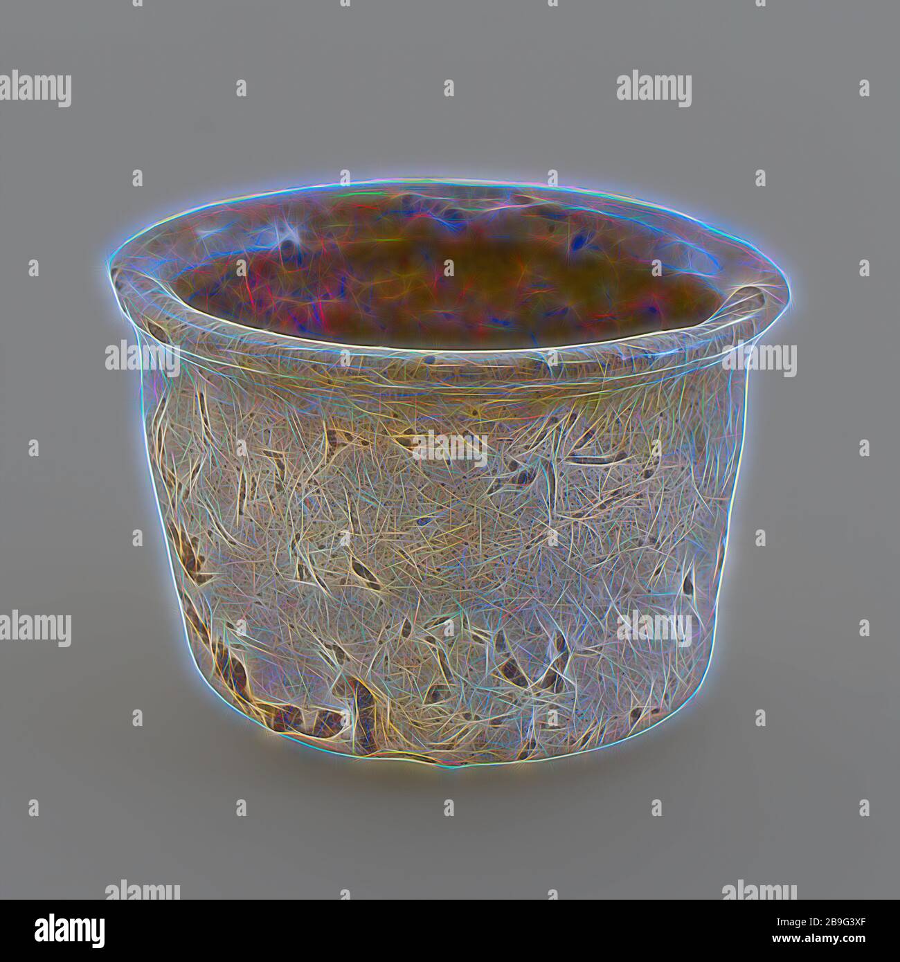 Pottery ointment jar, gray shard, internally glazed yellow, ointment ...