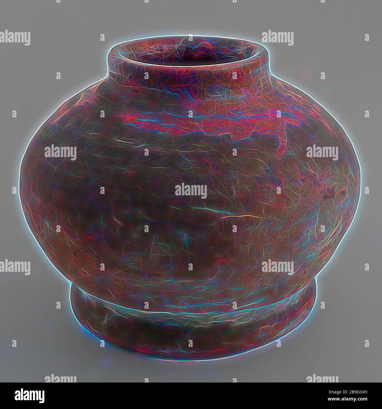 Heavy pottery pot on wide stand ring, round and stocky model, pot ...