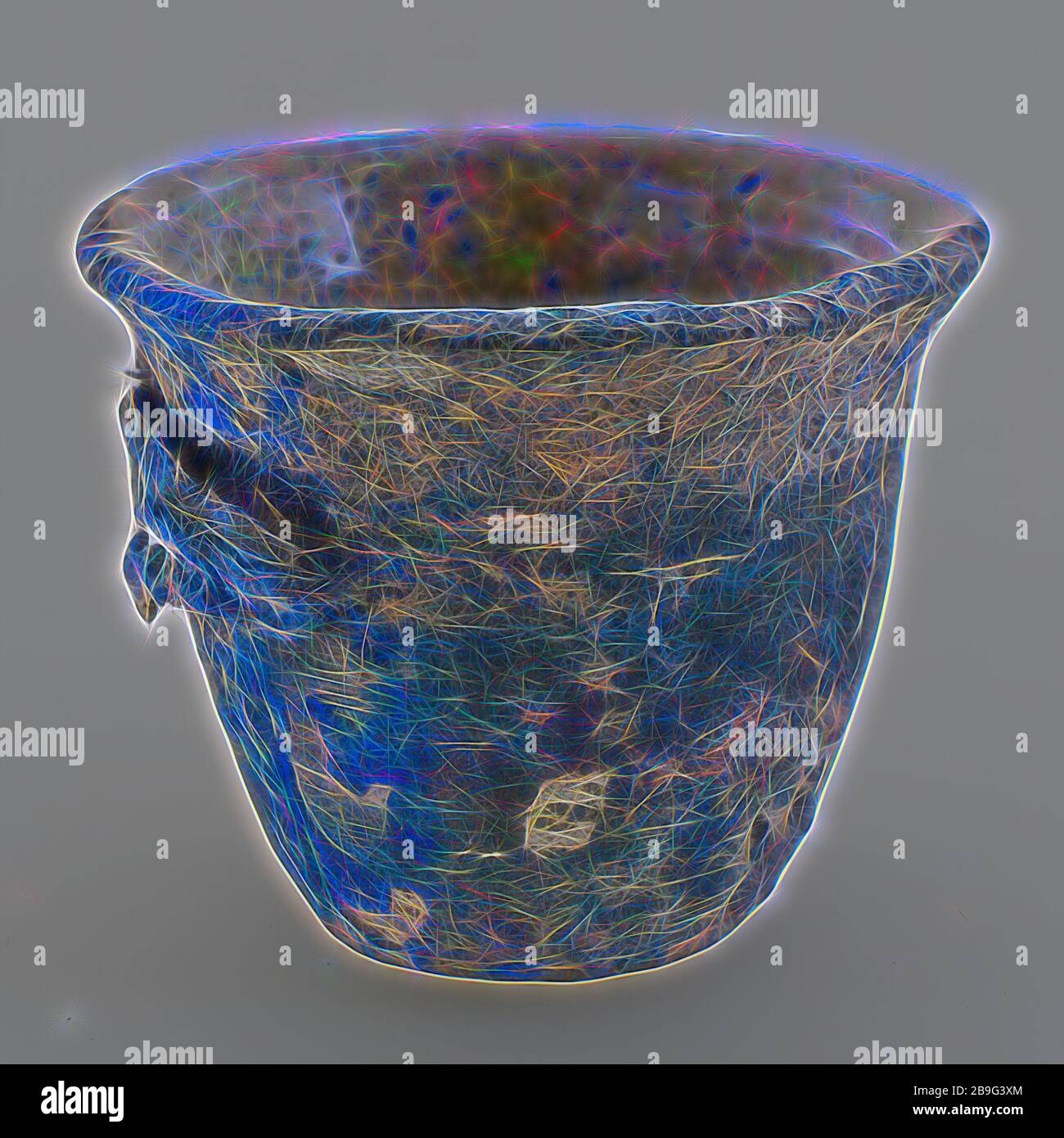 Pottery ointment jar, gray shard, internally glazed yellow, ointment ...