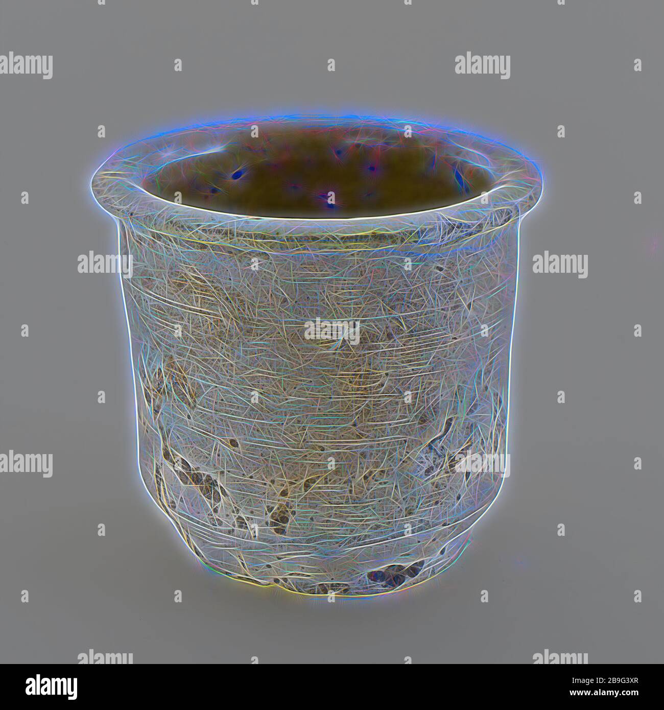 Pottery ointment jar, white shard, internally glazed yellow, ointment ...