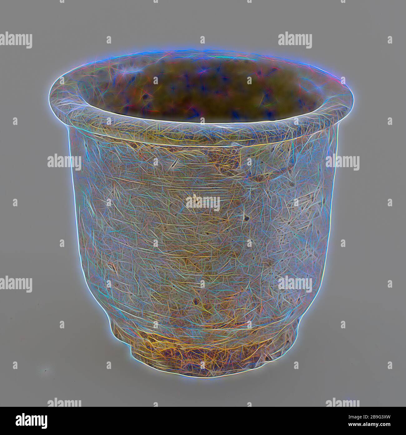 Pottery ointment jar, white shard, internally glazed yellow, ointment ...