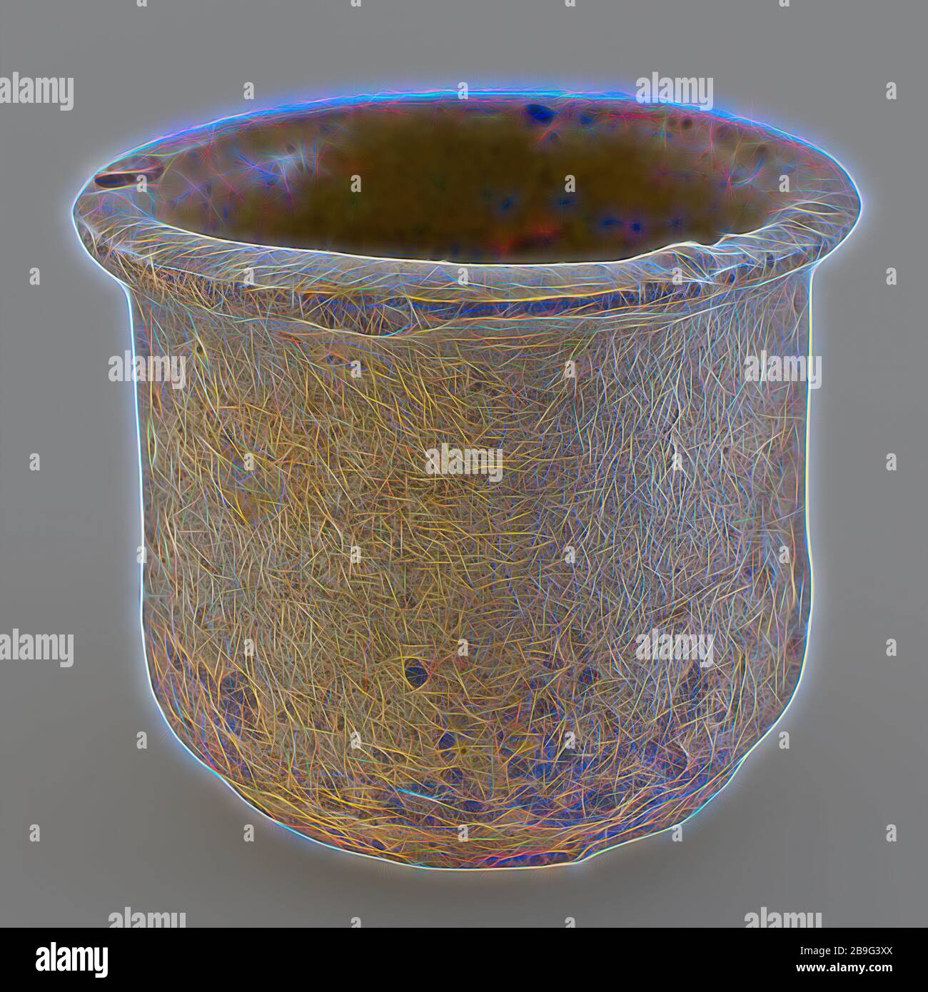 Pottery ointment jar, white shard, internally glazed yellow, ointment ...