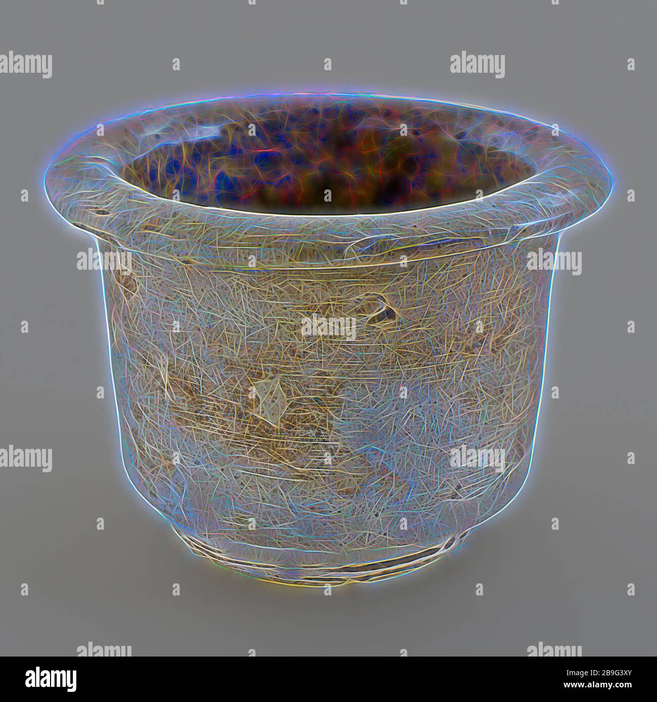 Pottery ointment jar, white shard, internally glazed yellow, ointment ...