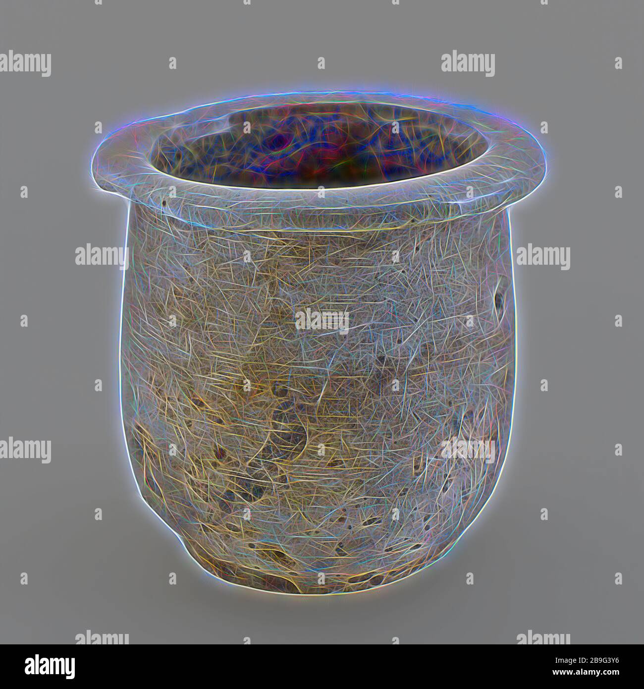 Pottery ointment jar, white shard, internally glazed yellow, ointment ...