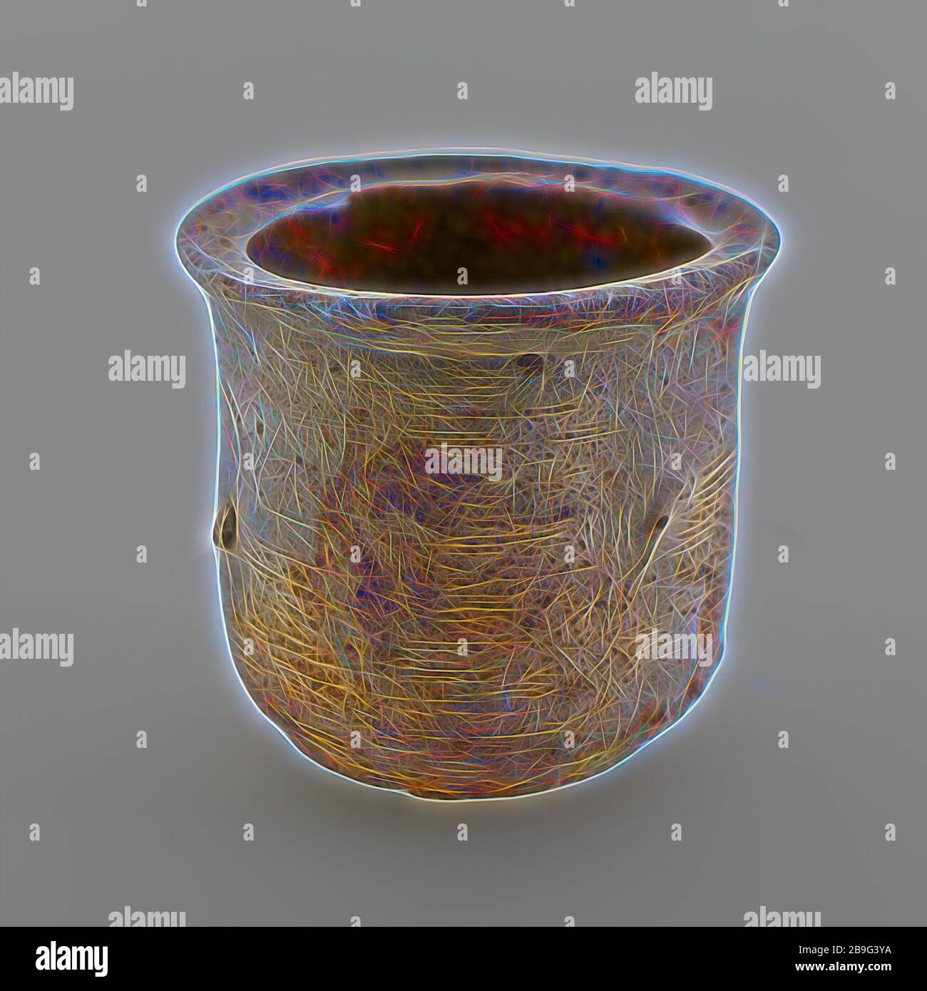 Pottery ointment jar, white shard, internally glazed yellow, ointment ...