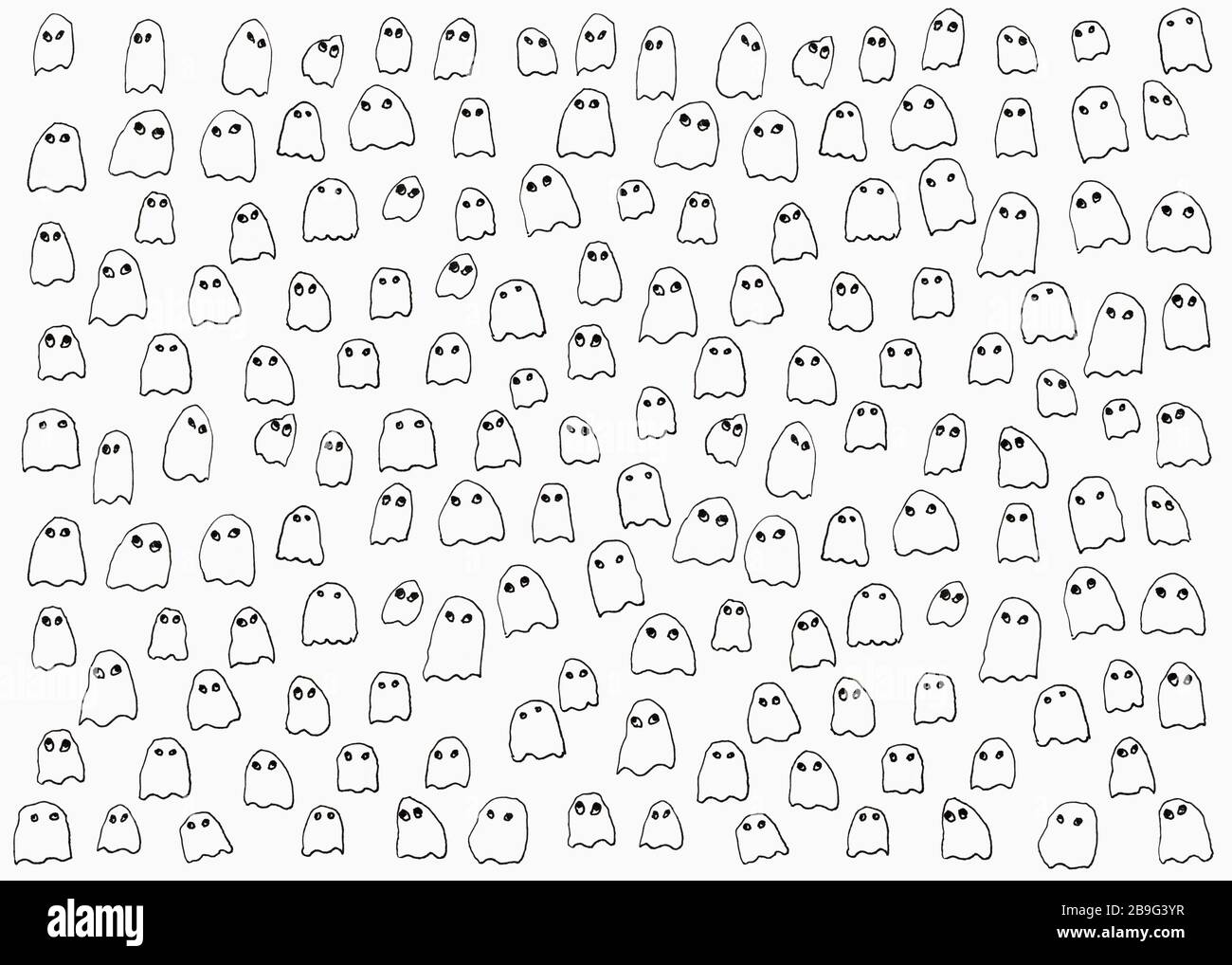Drawing of small ghosts on white background Stock Photo - Alamy