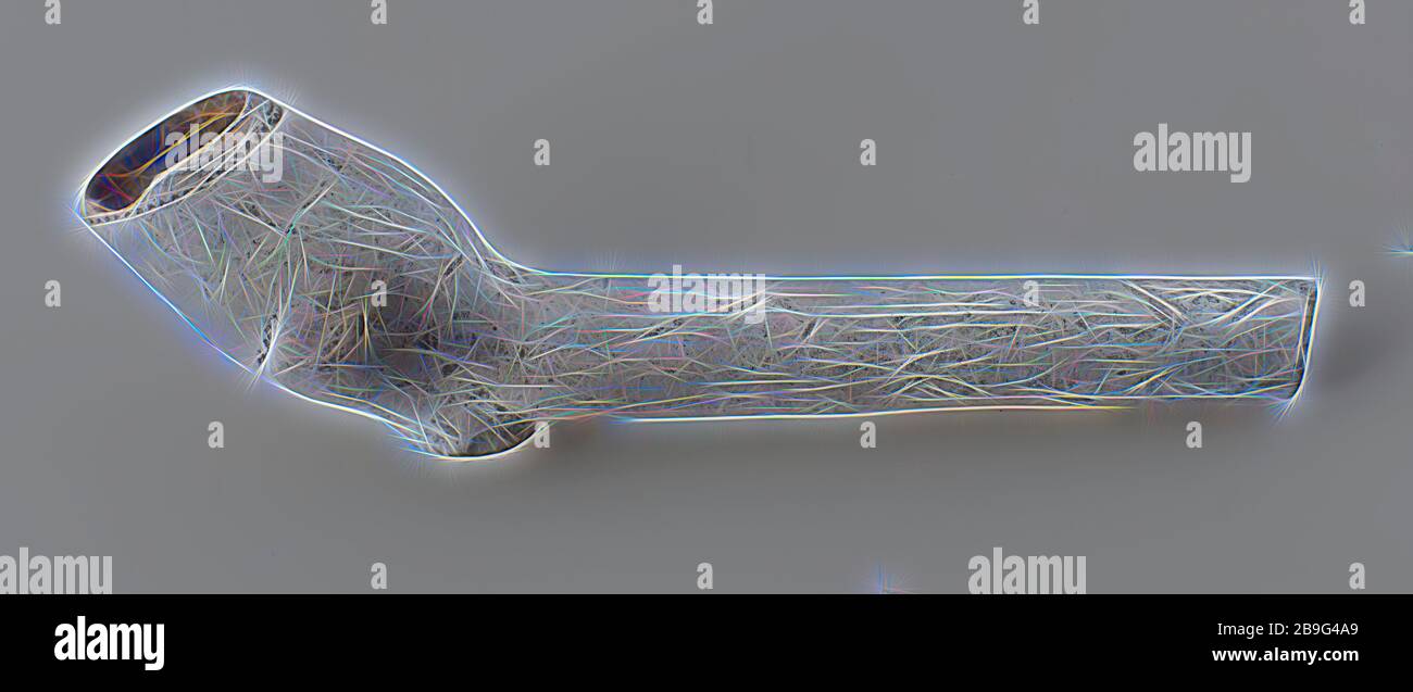 White clay pipe, marked with stalk decorated with fleur de lis stamps ...