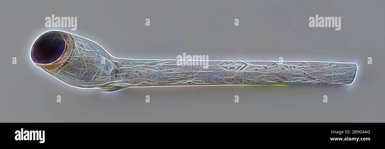 White clay pipe, marked with stalk decorated with fleur de lis stamps ...