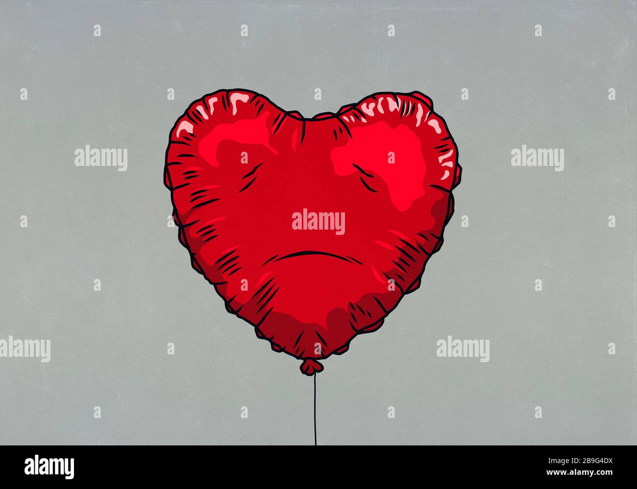 Sad red heart shape balloon Stock Photo - Alamy