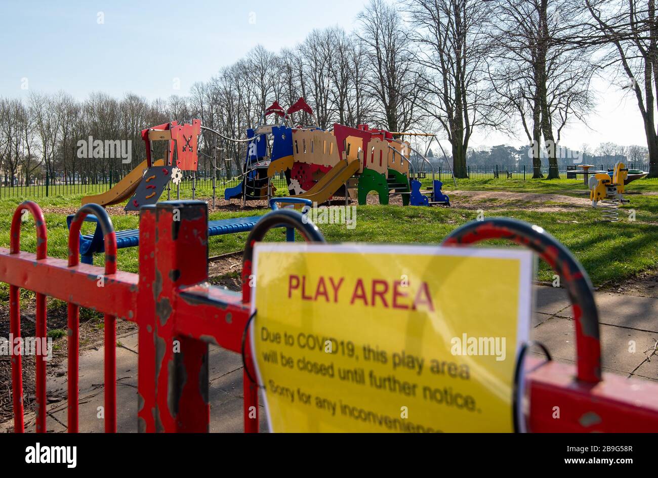 A children's play area in Leicester which is closed, the day after ...