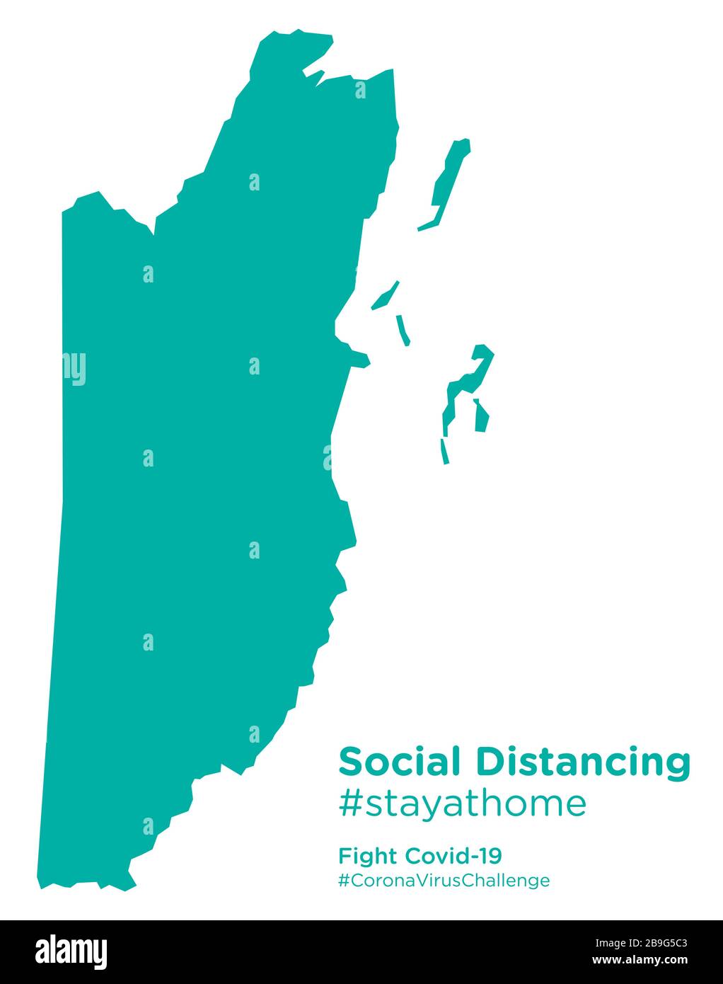 Belize map with Social Distancing #stayathome tag.eps Stock Vector ...