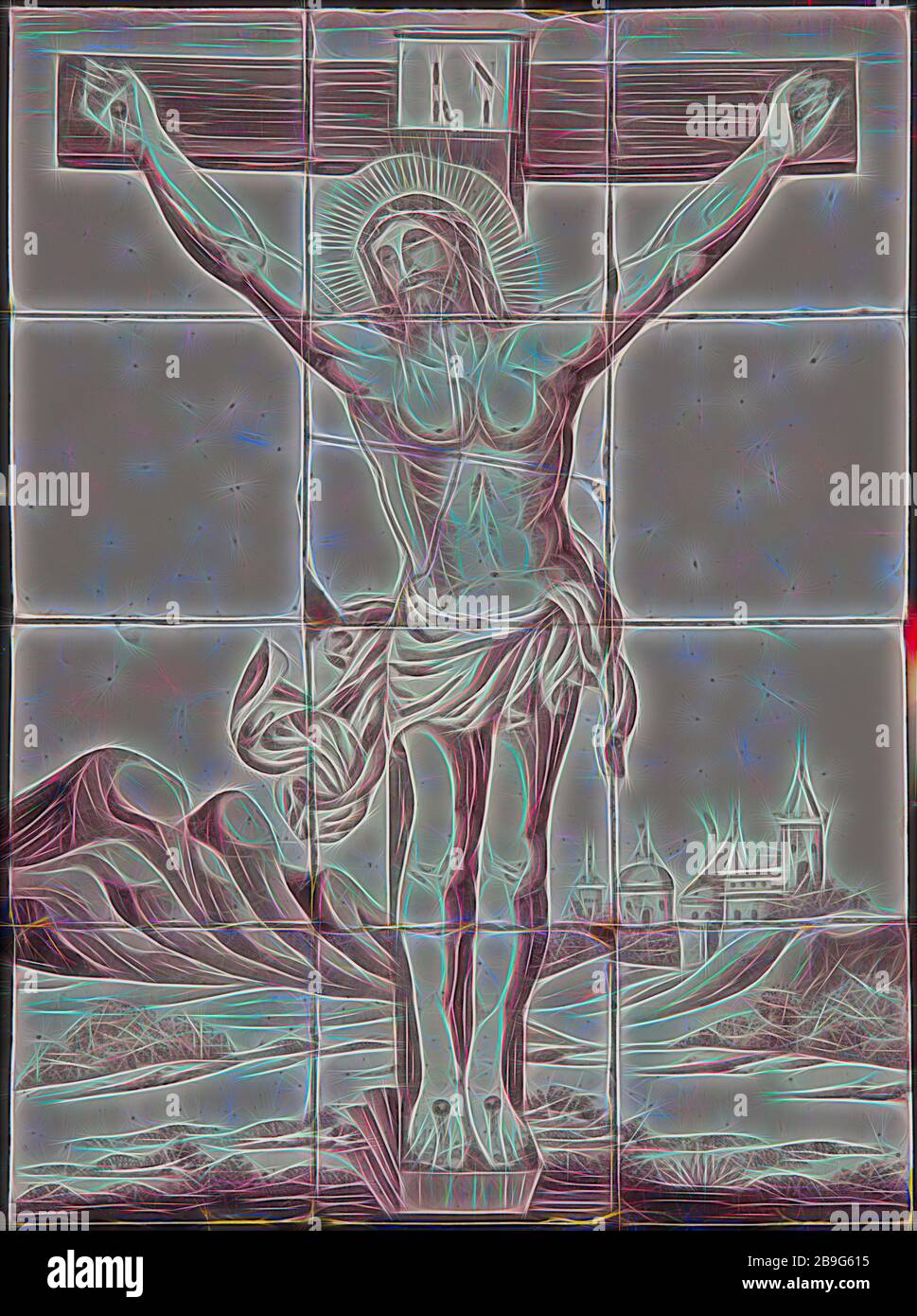 Purple tile picture of twelve separate tiles, crucifixion of Jesus ...