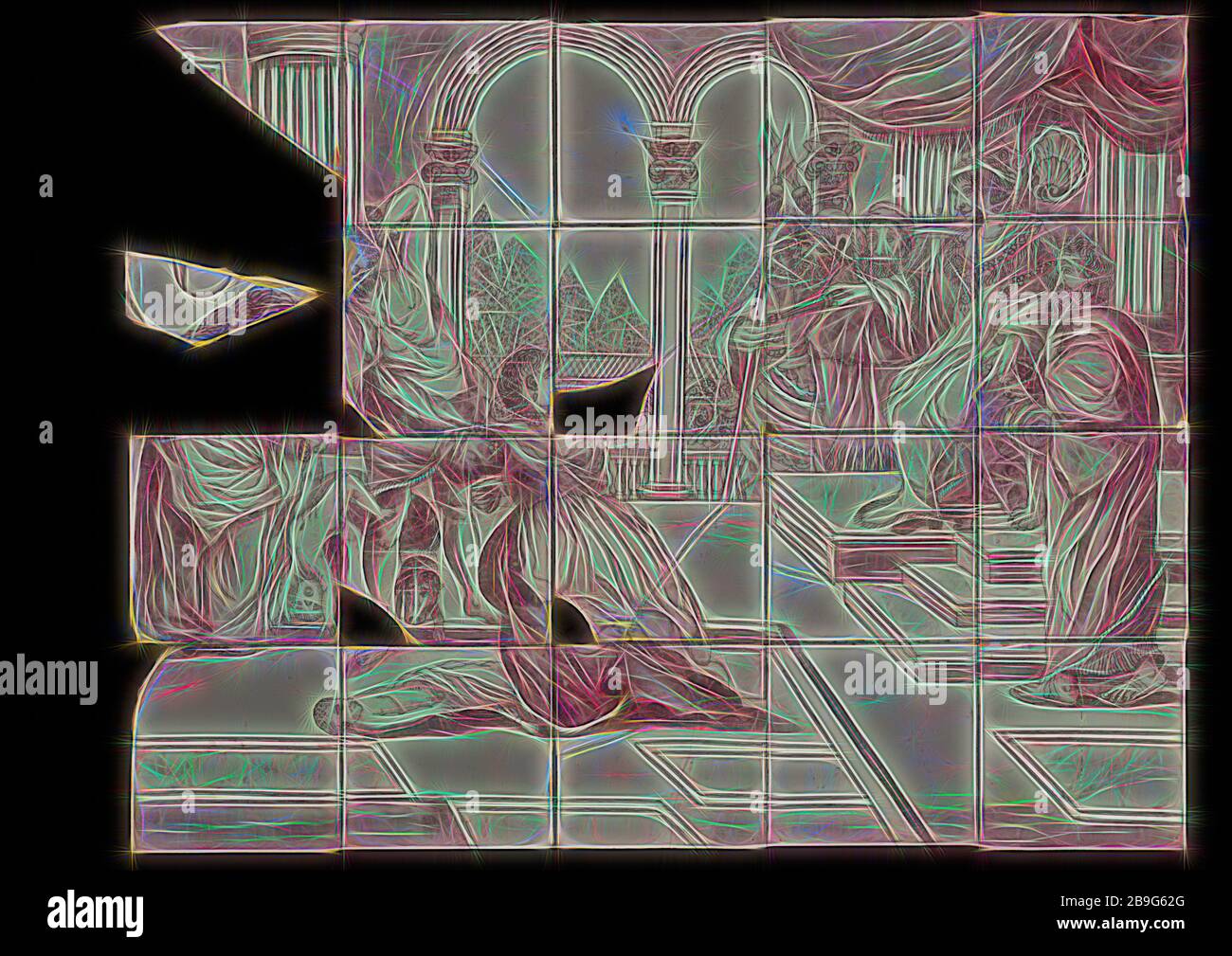 Purple tile picture with the judgment of Solomon, tile picture material ...