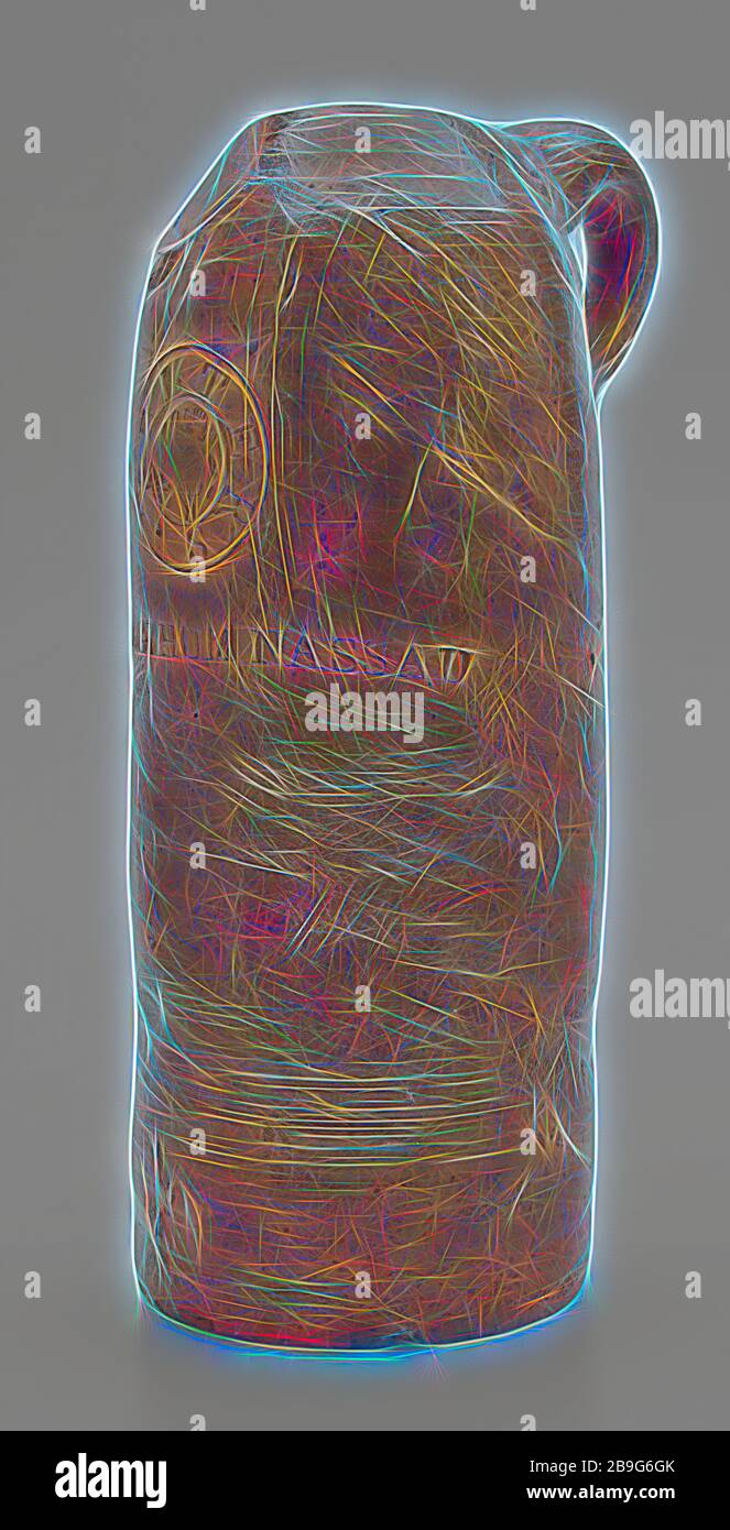 Stoneware mineral pitcher, cylindrical with round shoulder, sausage ear ...