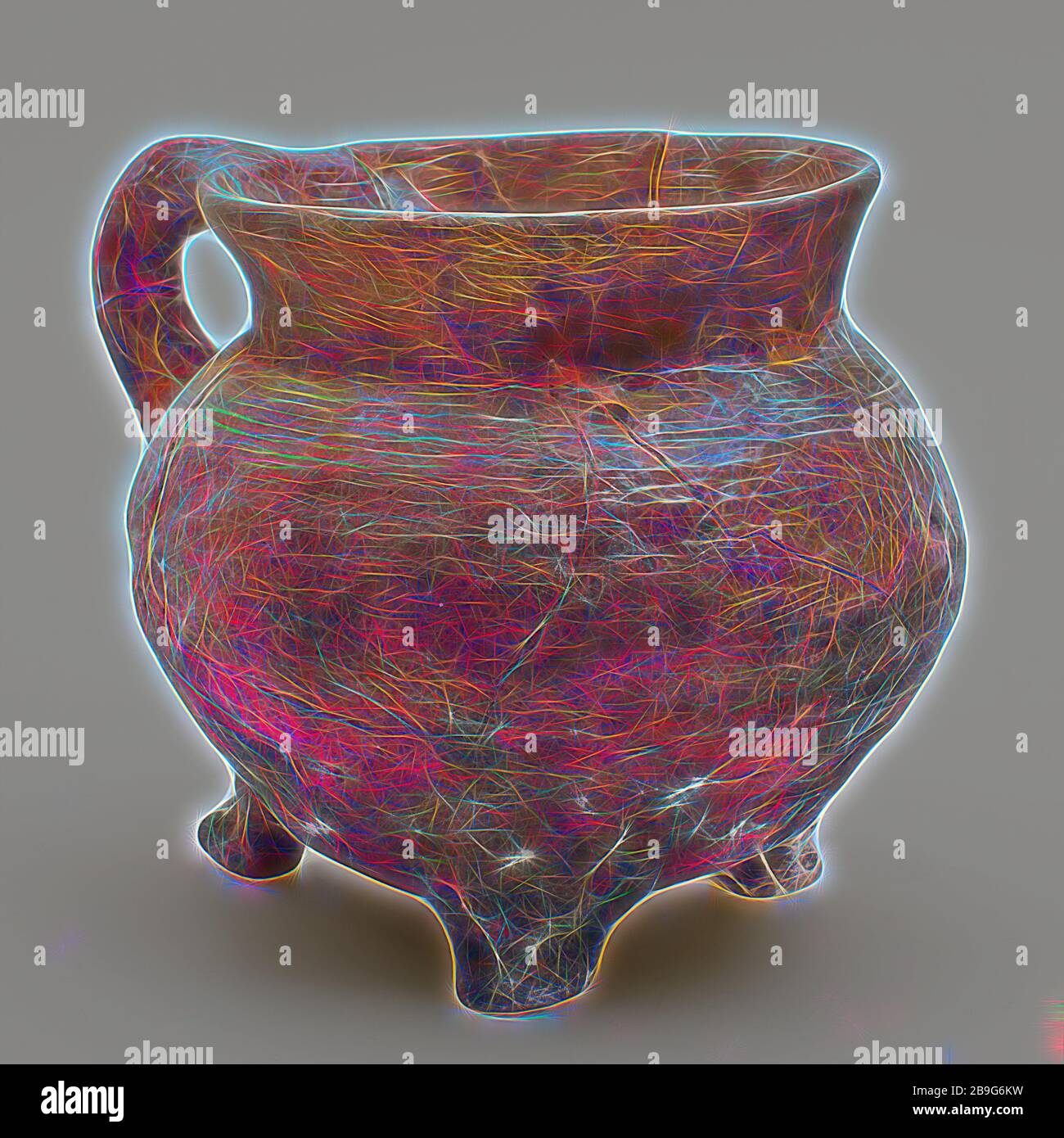 Cooking pot, grape model with one sausage ear, on three legs, cooking ...