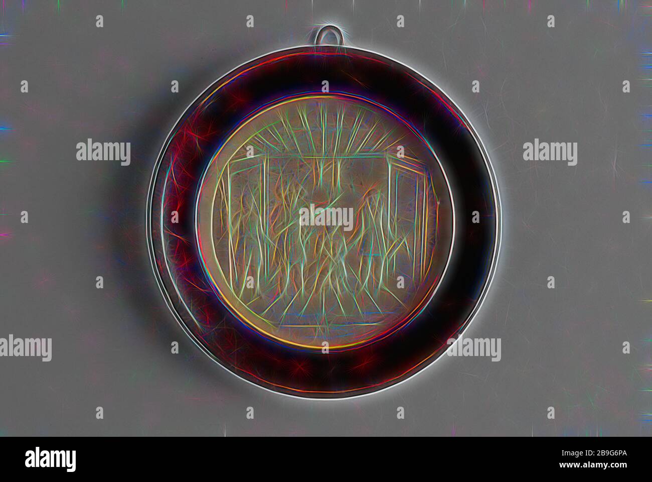 Small circular relief plaque in wooden frame, with historical ...