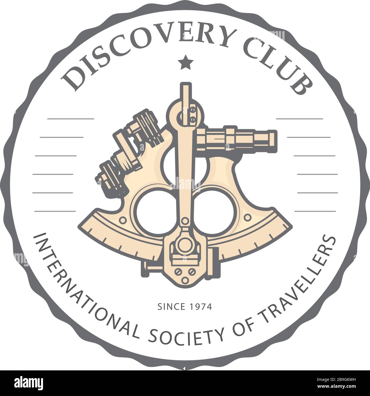 Sextant emblem for discovery club - navigation astrolabe logo, vintage ...