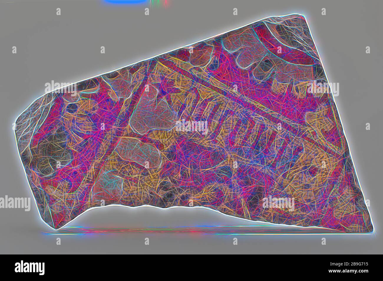 Fragment of tile with sludge technique, text and image, tile floor tile ...