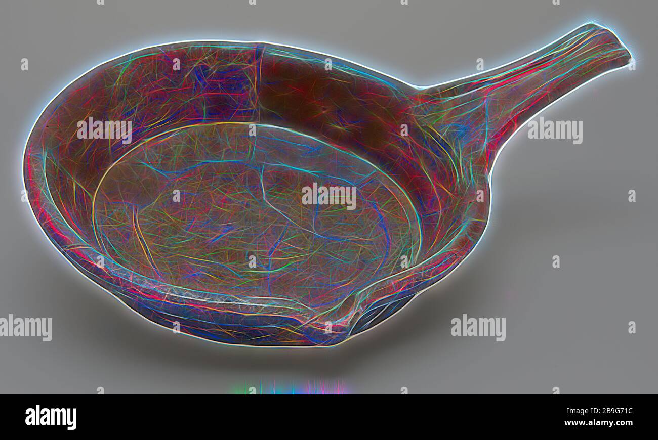 Baking pan made of red earthenware, with stem and pouring lip ...