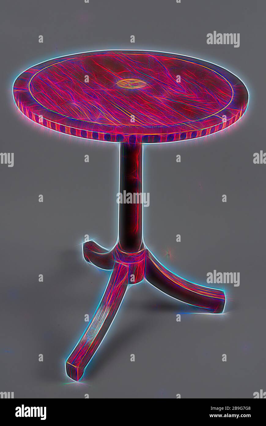 Guéridon with round column on three curved legs, table furniture ...