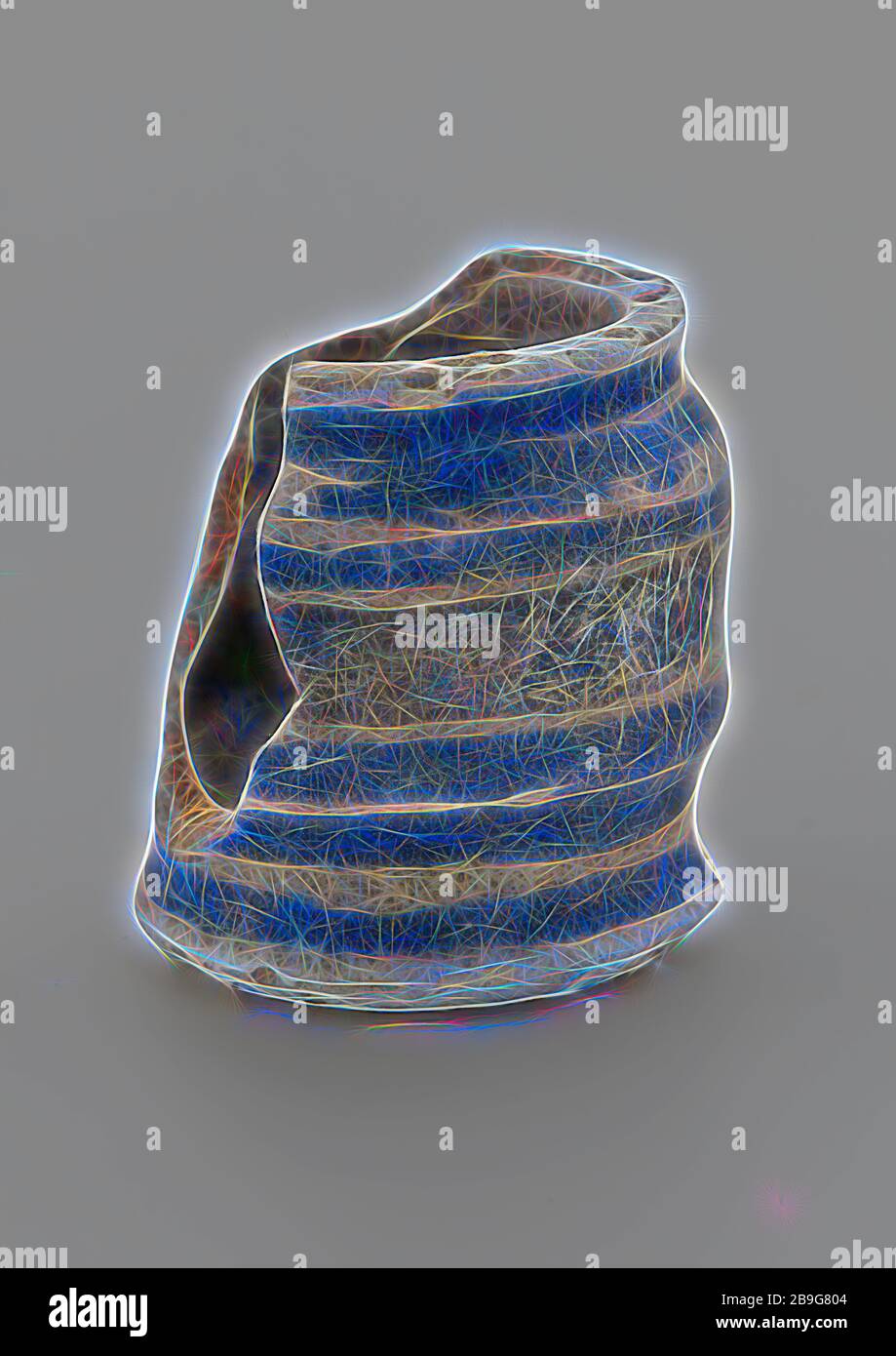 Fragment majolica ointment jar, cylindrical with two constrictions ...